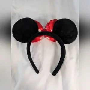 Disney | Accessories | Disney Minnie Mouse Ears Red And Black Polka Dot ...